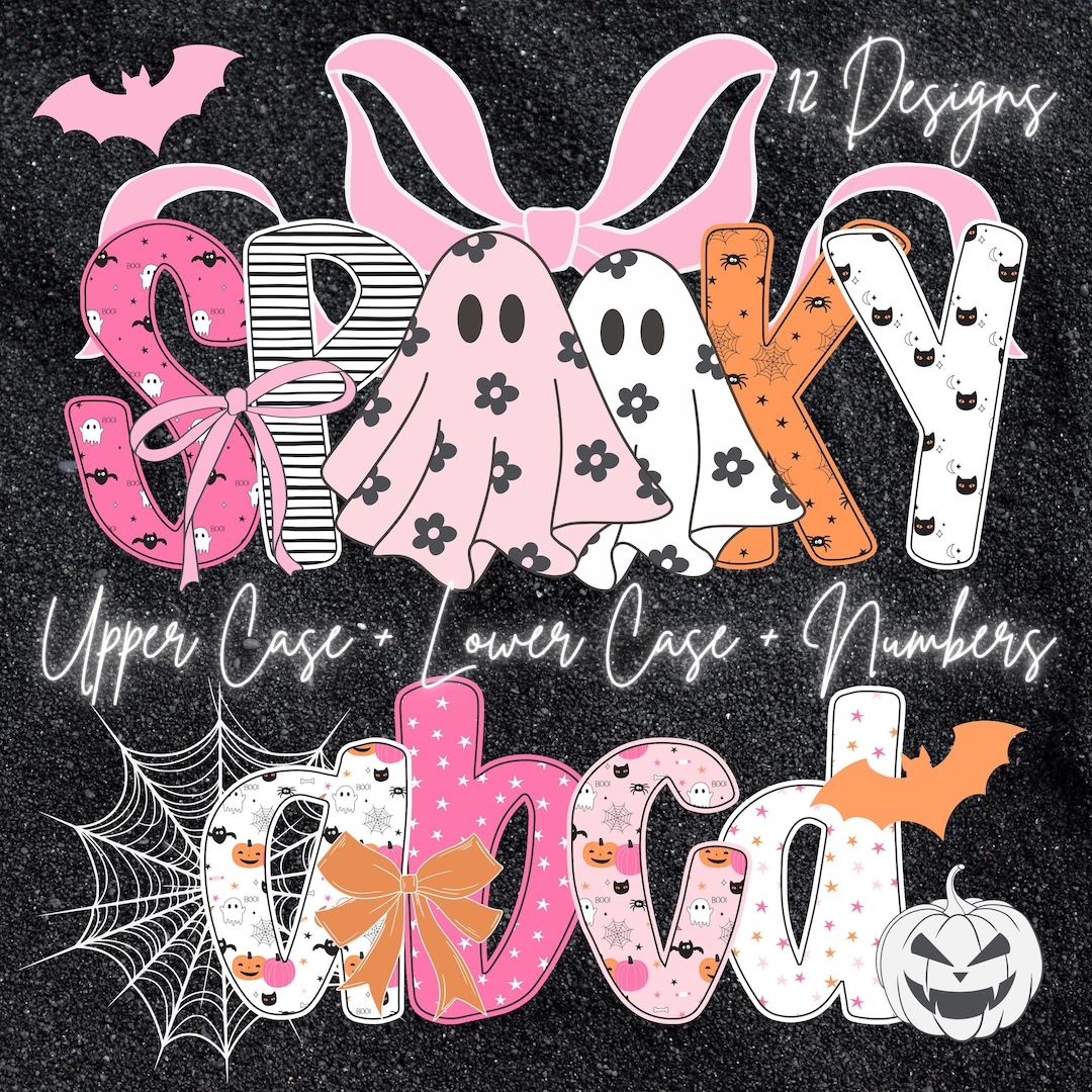 Spooky Halloween Alphabet Doodles PNG Bundle – Ghosts, Pumpkins ...