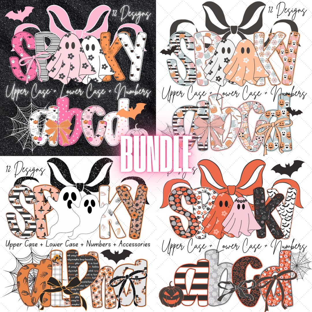 Halloween Alphabet PNG Mega Bundle | 4 Spooky Alphabet Sets | Ghosts ...