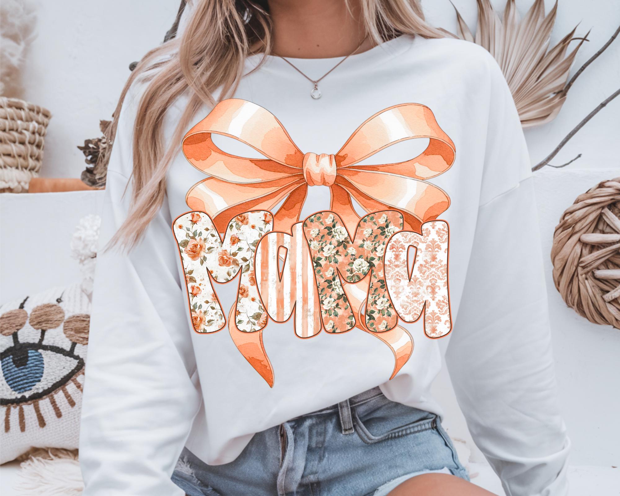 Peach Floral Alphabet PNG Bundle: Grand Millennial Preppy Font With ...