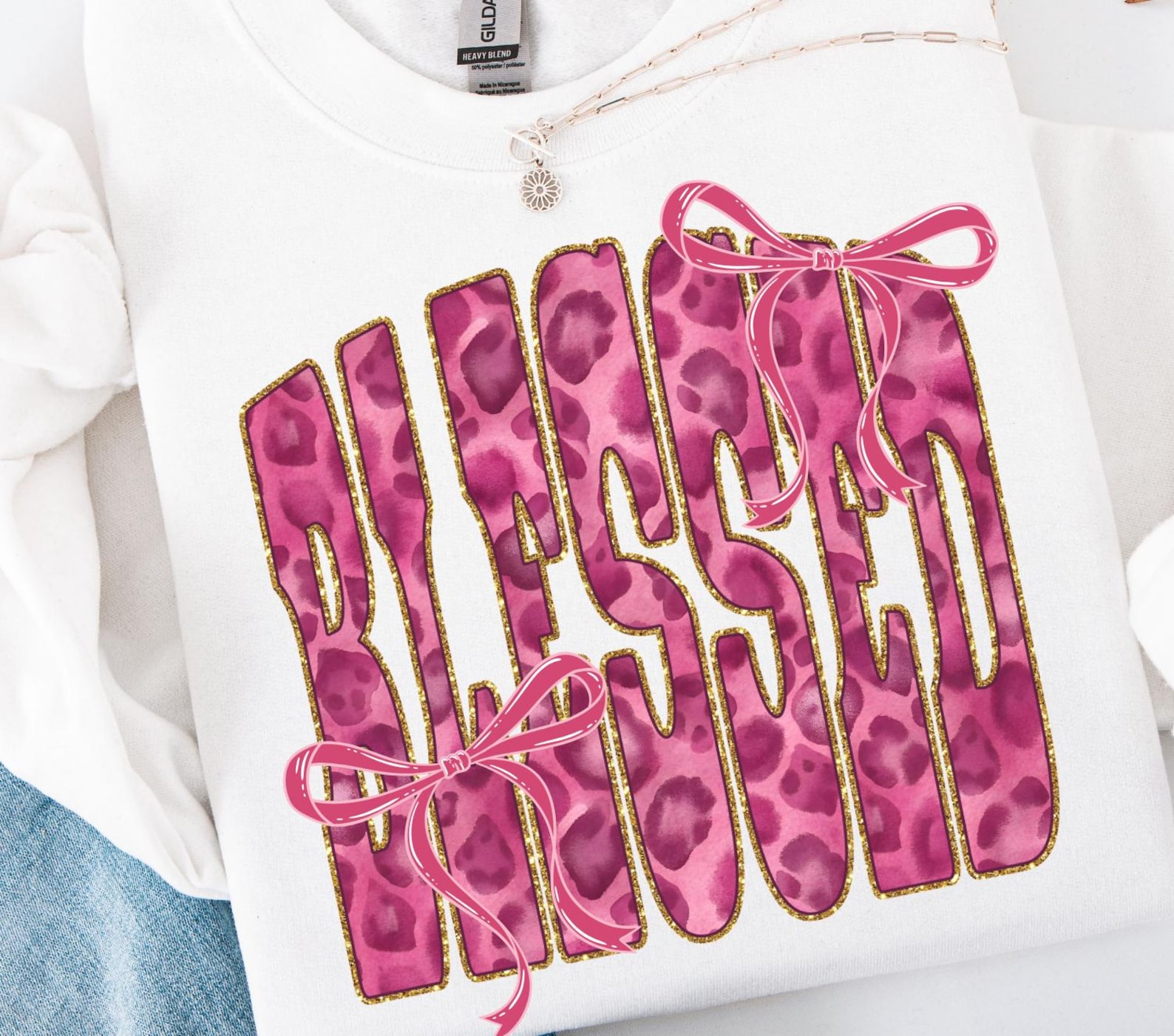 Blessed PNG Pink Leopard Bow Coquette Sublimation Design | Trendy ...