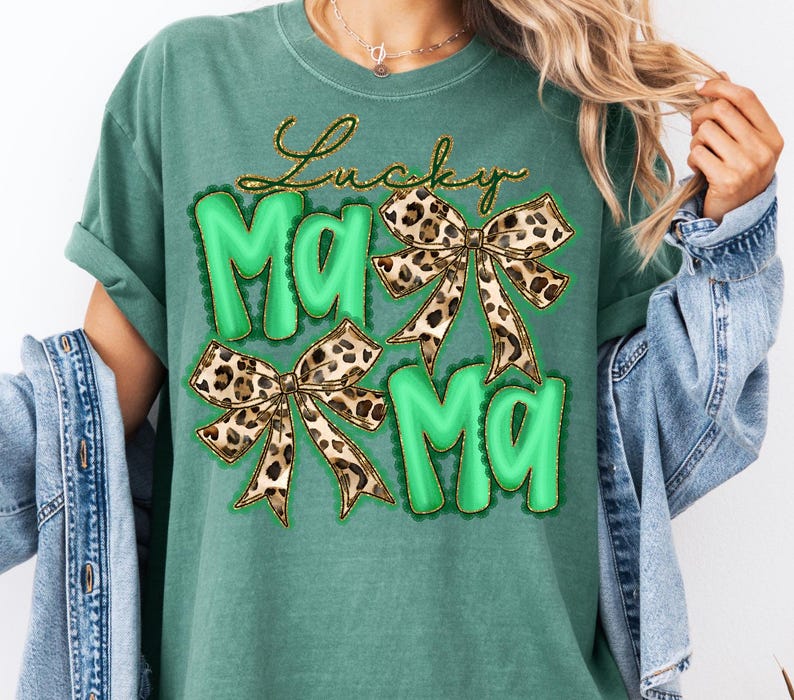 Lucky Mama PNG – St Patrick Mama Shirt Design, Leopard Bow Preppy ...