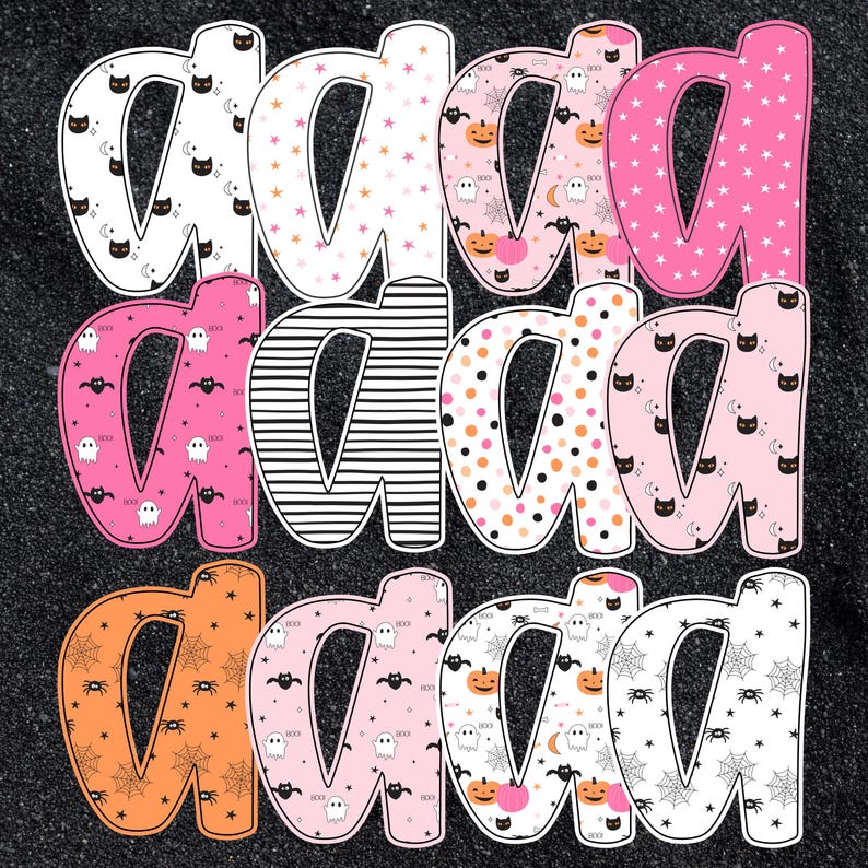 Spooky Halloween Alphabet Doodles PNG Bundle – Ghosts, Pumpkins ...