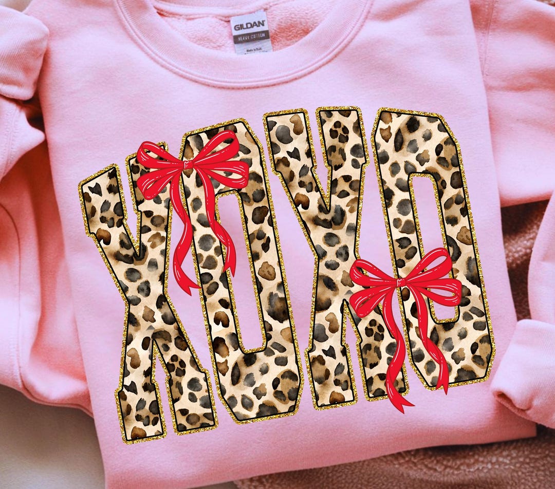 XOXO PNG | Leopard Print XOXO With Red Bows | Preppy Valentine Shirt ...