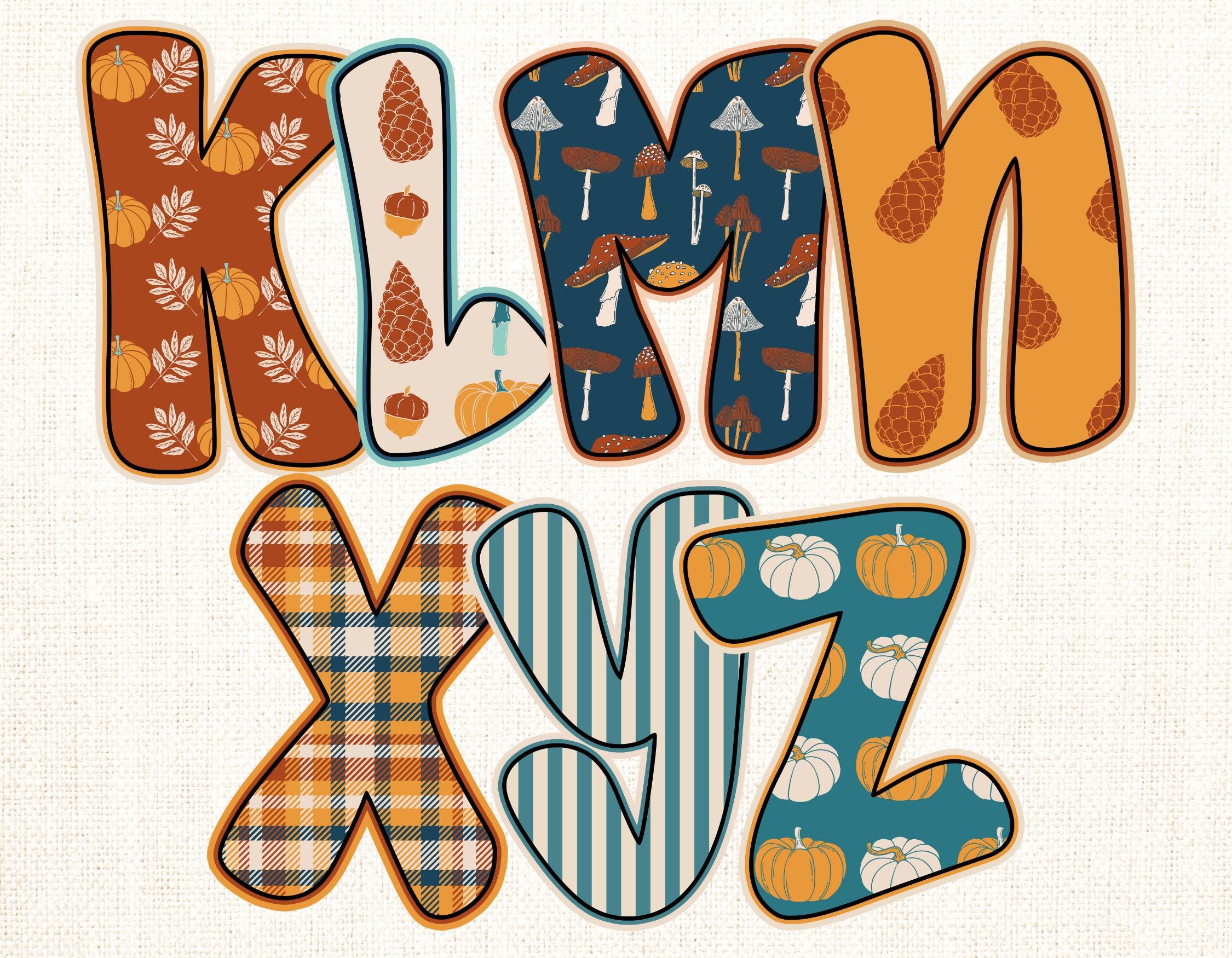 17 Fall Alphabet PNG Bundle: Pumpkin Season Letters, Bow Clipart ...
