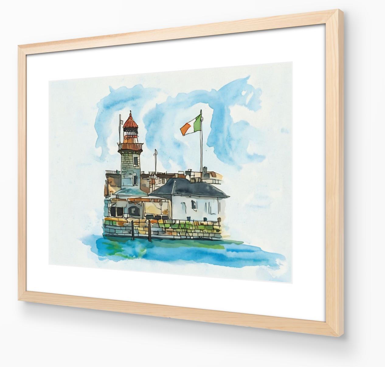 East Pier Lighthouse Watercolour Print | Dún Laoghaire Coastal Art ...