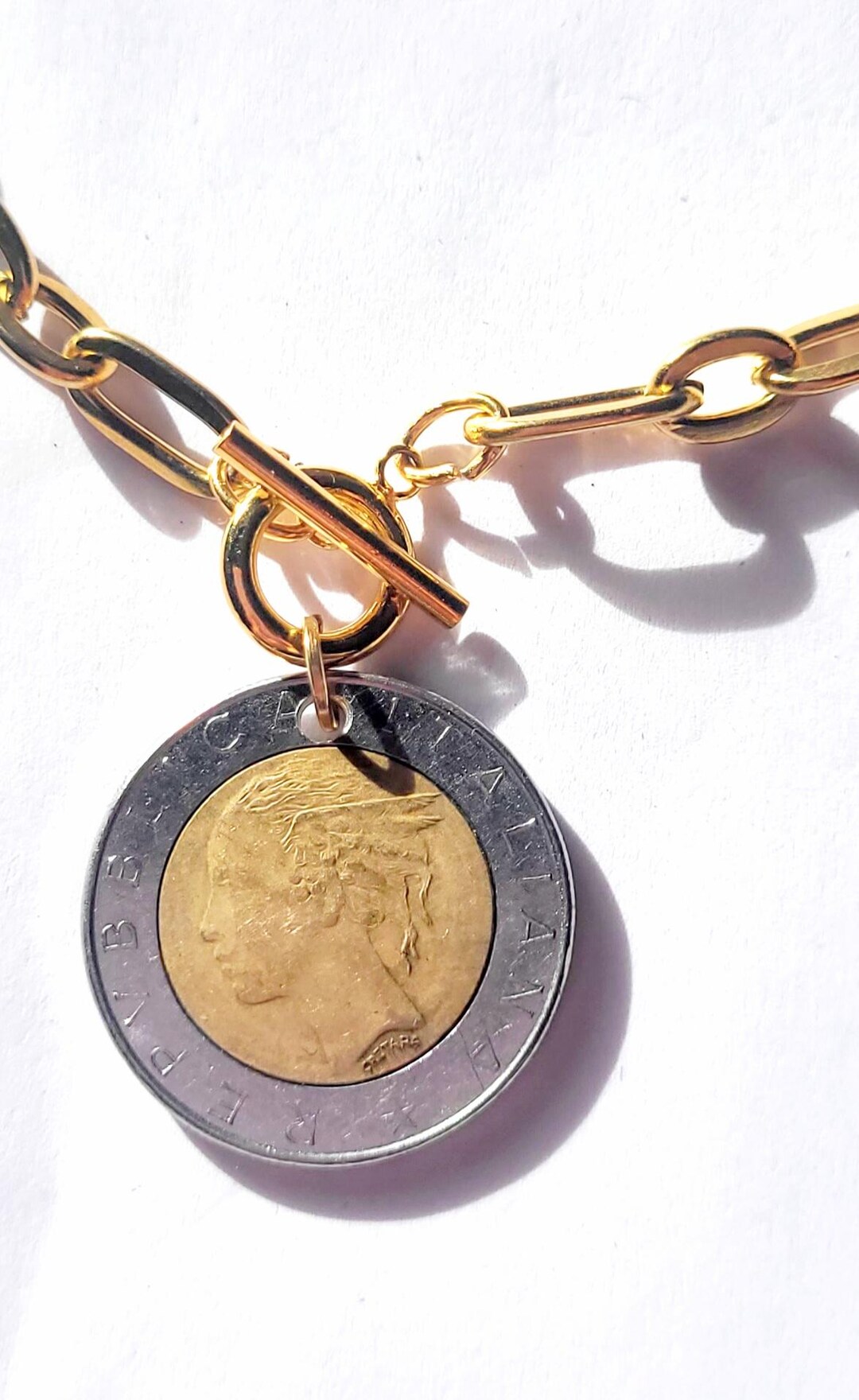 AUTHENTIC 500 Italian Lira Coin on 18K Gold Plated Chain - Etsy