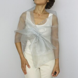 Grey Organza Shawl, Shoulder Wrap Scarf, Mesh Cobalt Evening Dress ...
