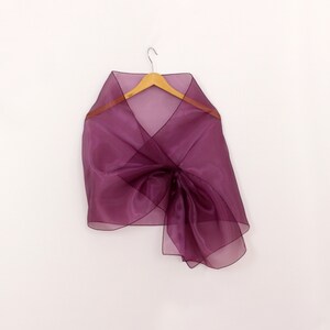 Plum Purple Plus Size Organza Shawl, Sheer Evening Shoulder Wrap, Pull ...