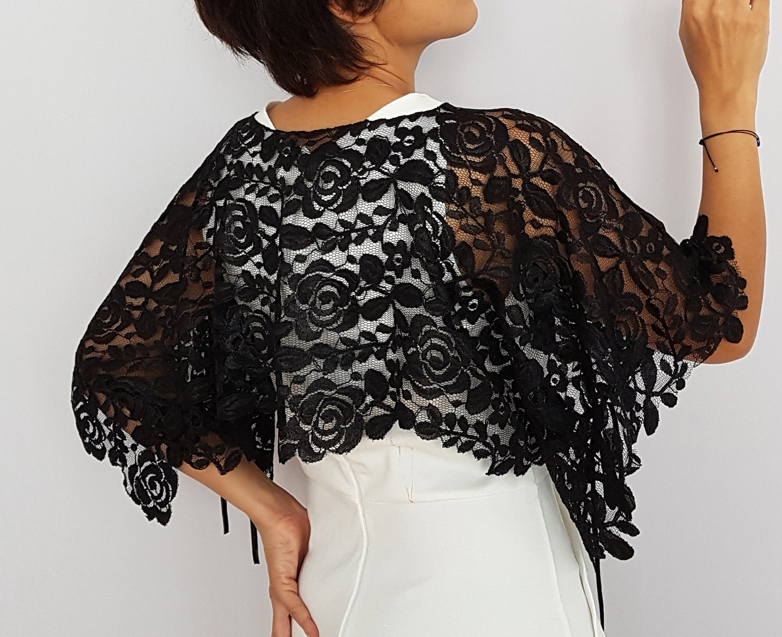 Black Lace Evening Dress Cover Up Formal Shrug Mother of the - Etsy