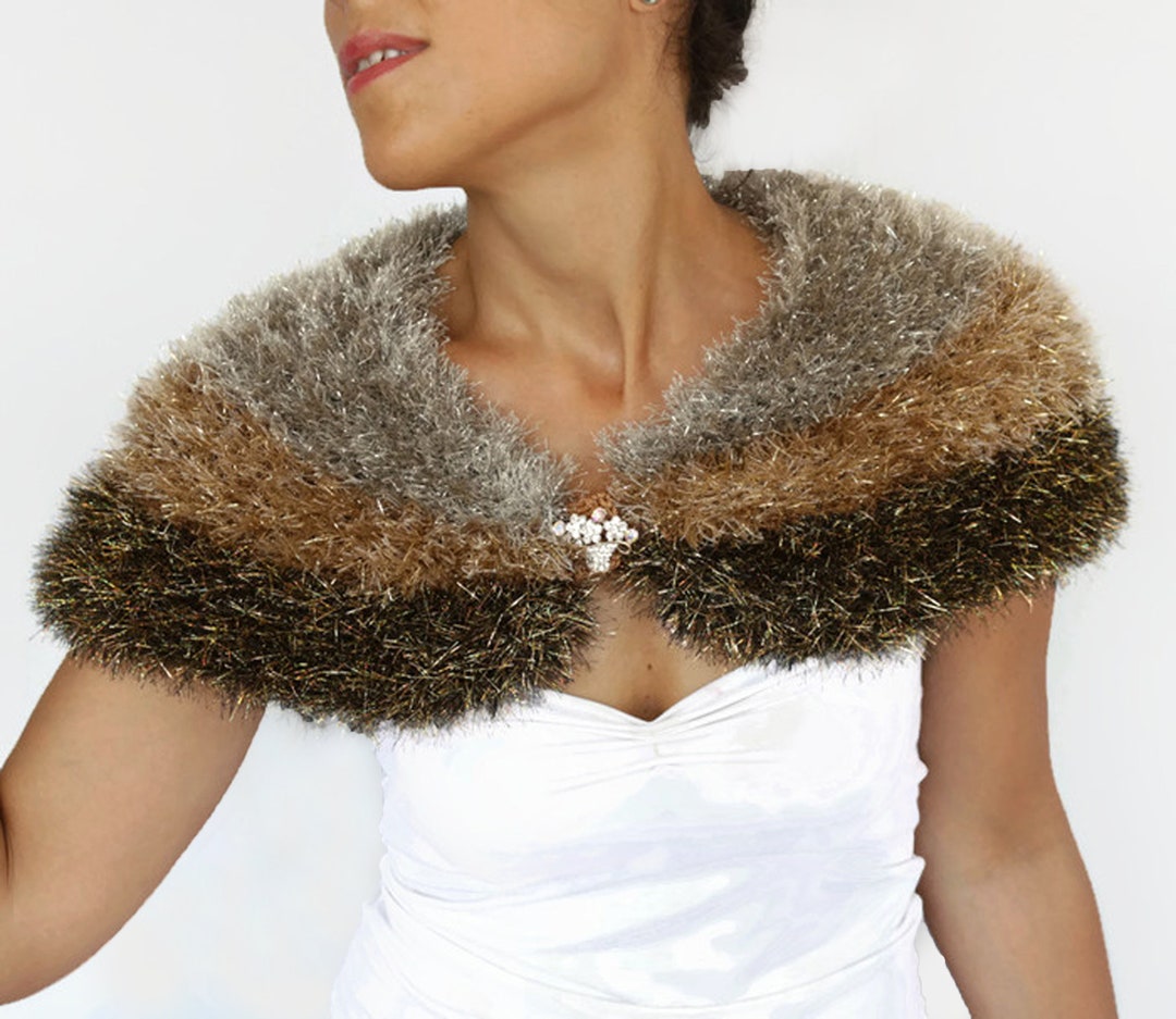 Gold Brown Faux Fur Evening Dress Cover Up Topper Bolero - Etsy