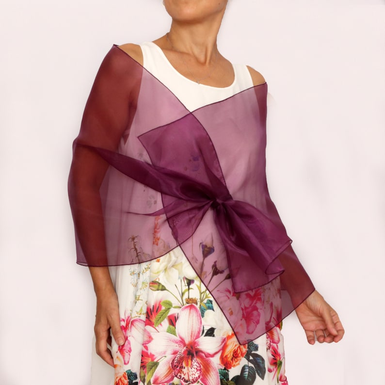 Plum Purple Plus Size Organza Shawl Shoulder Wrap Evening - Etsy