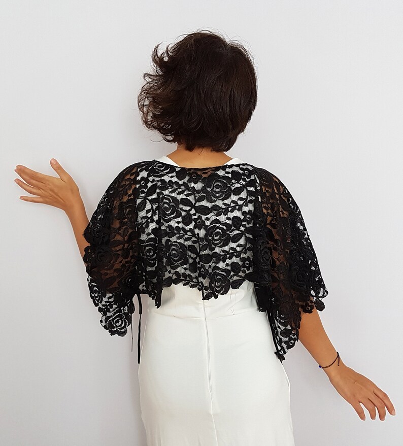 Black Lace Evening Dress Cover Up Formal Shrug Mother of the - Etsy