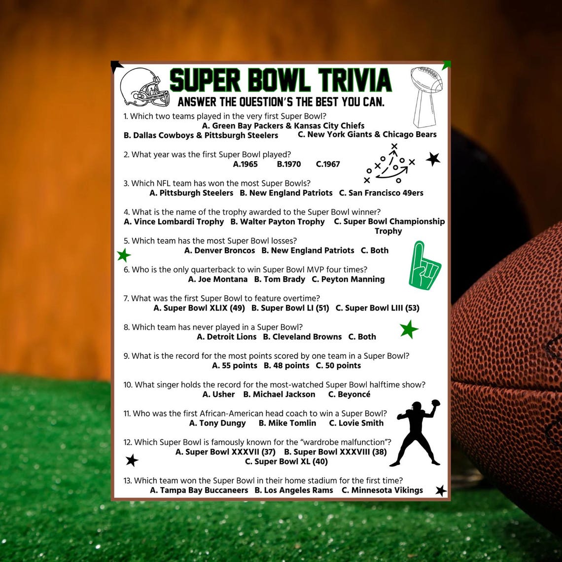 Super Bowl Trivia, Football Party Games, Super Bowl Party Games ...