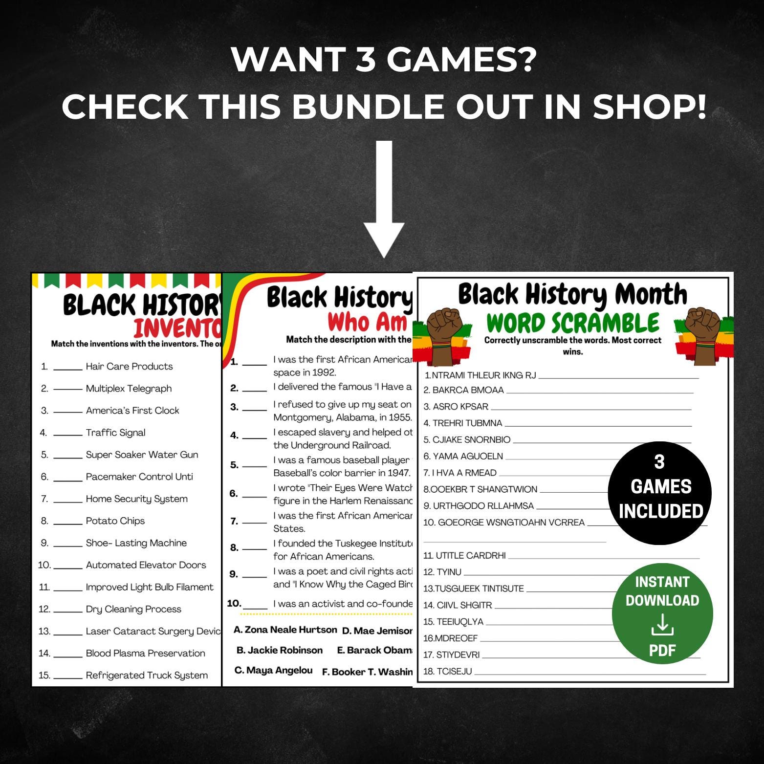 Black History Month Who Am I Game, Black History Games Activity, Black ...