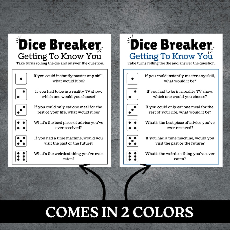 Icebreaker Game, Icebreaker Team Building Activity, Table Talk Dice ...