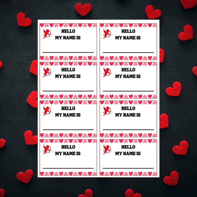 Valentines Whats Your Cupid Name Game Name Tags, Office Party Game ...