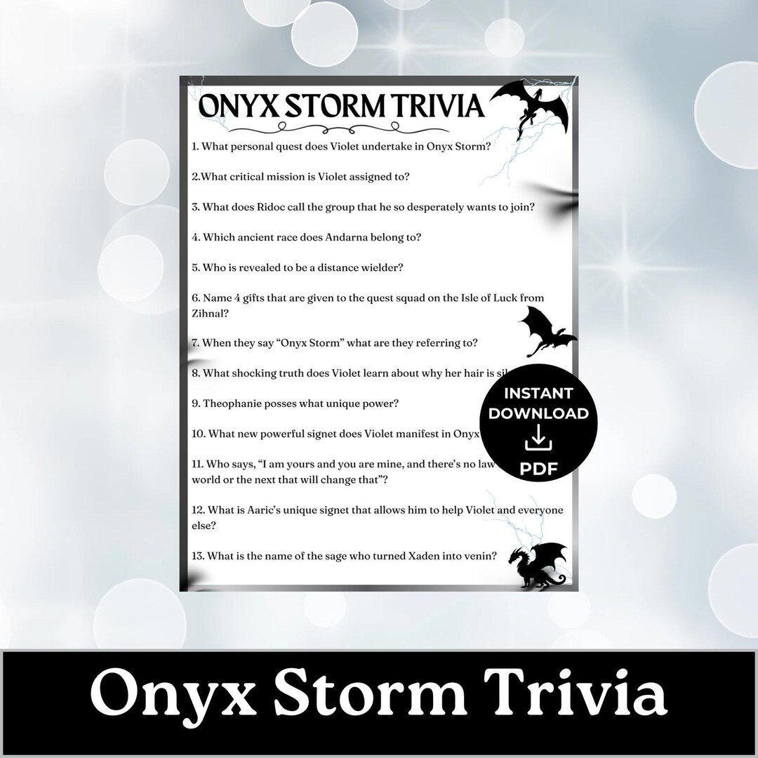 Onyx Storm Trivia, Fourth Wing, Iron Flame, Book Club Games, Party Book ...