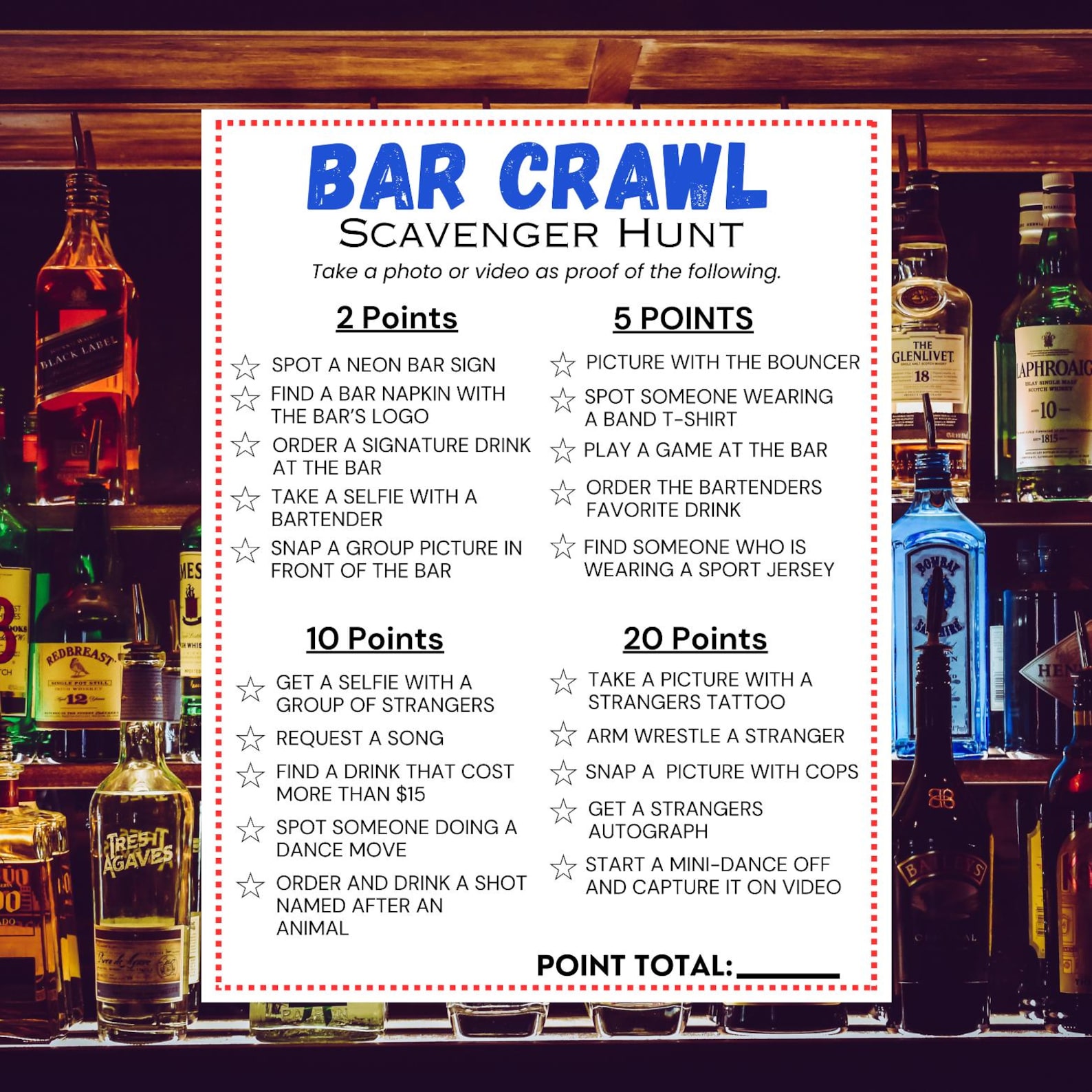 Bar Scavenger Hunt, Bar Crawl Scavenger Hunt, Adult Bar Games, Bachelor ...