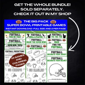 Football Word Scramble, Printable Football Party Games Kids Super Bowl ...