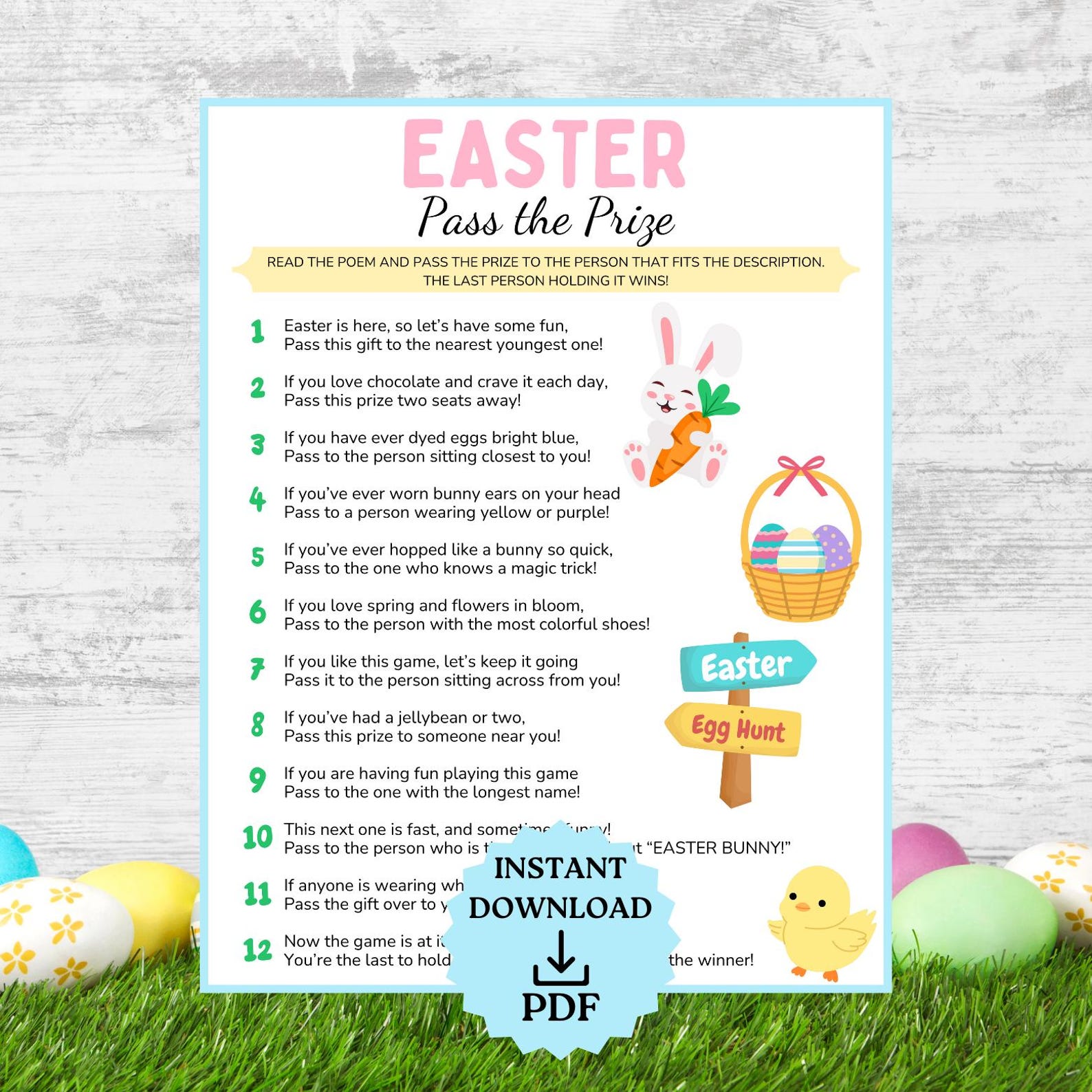 Easter Pass the Prize Game, Pass the Prize Easter Game, Easter Party ...