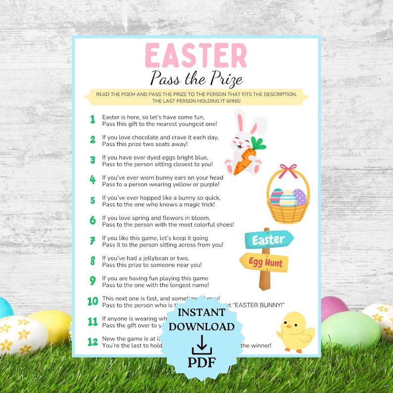 Easter Pass the Prize Game, Pass the Prize Easter Game, Easter Party ...