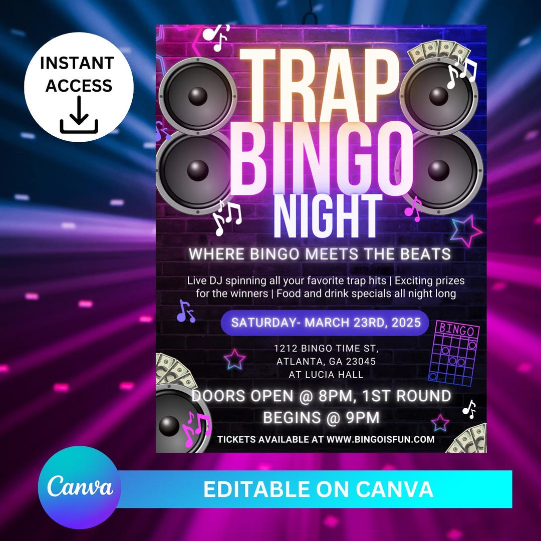 Trap Bingo Flyer, Club Flyer Template, Party Invitation Flyer, Rap N ...