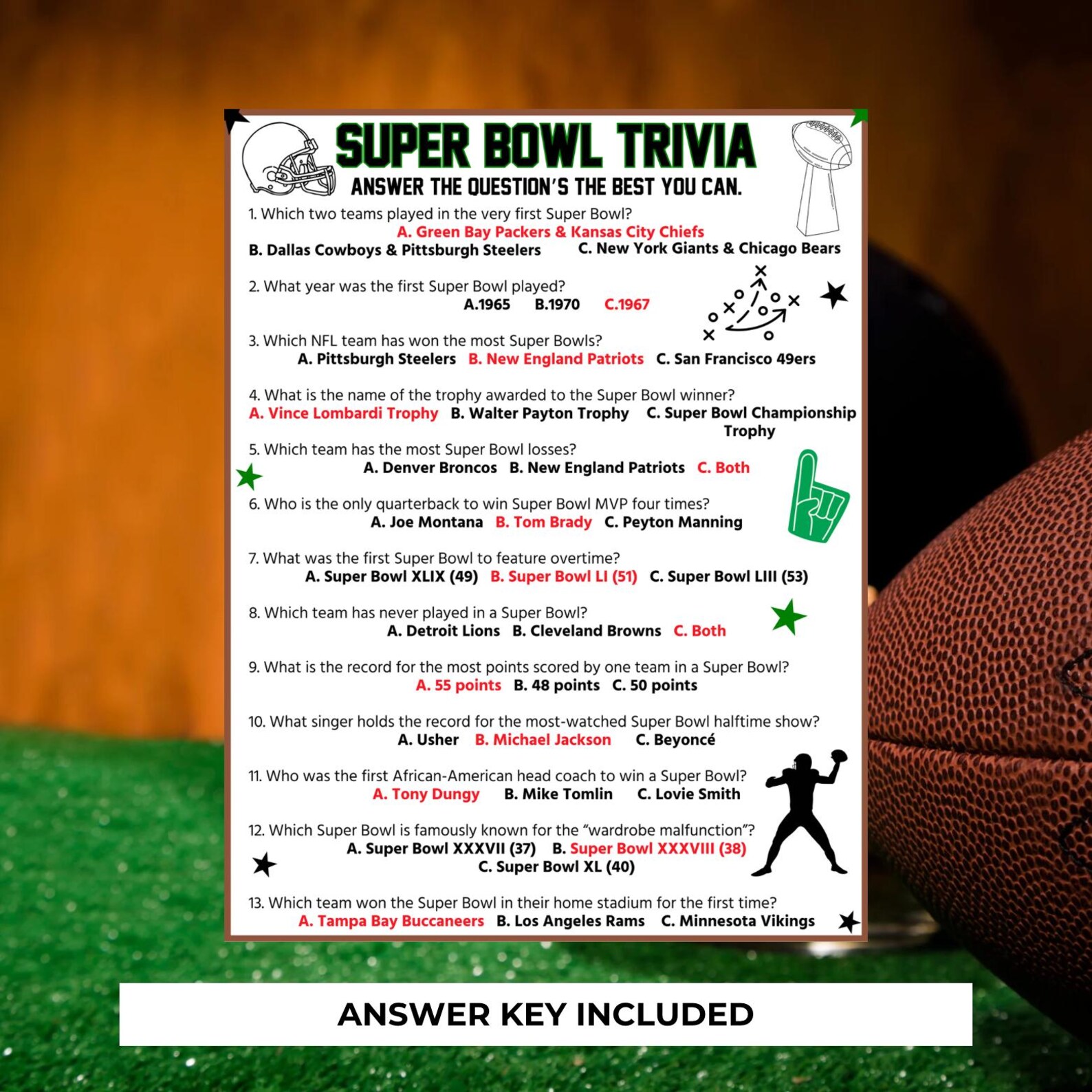 Super Bowl Trivia, Football Party Games, Super Bowl Party Games ...