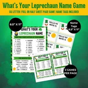 St. Patricks Day Games, What’s Your Leprechaun Name Game, Printable St ...