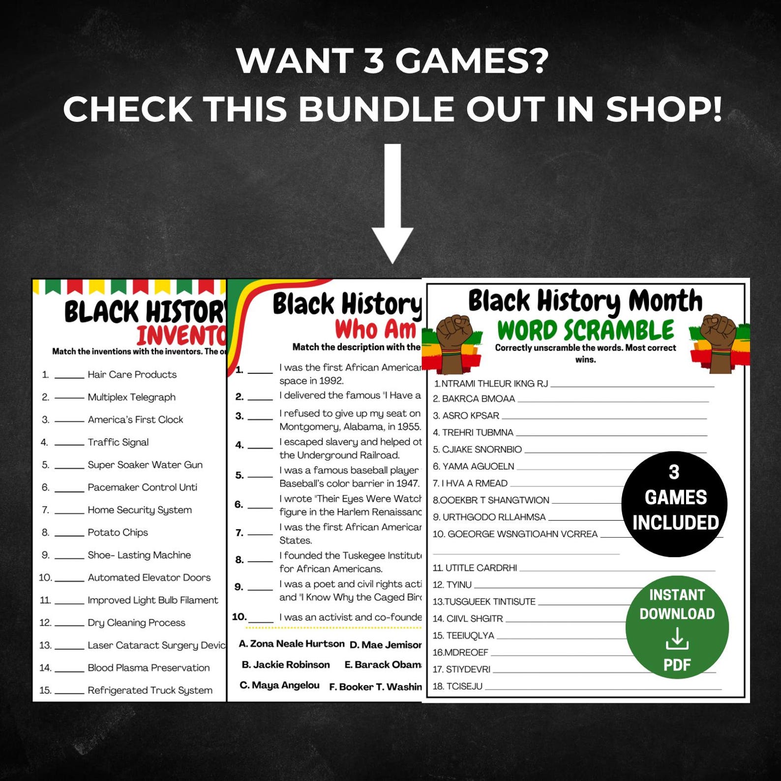 Black History Month Inventors Match up Game, Black History Games, Black ...