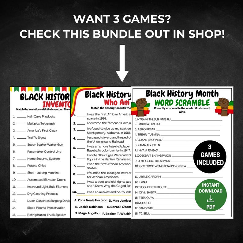 Black History Month Inventors Match up Game, Black History Games, Black ...