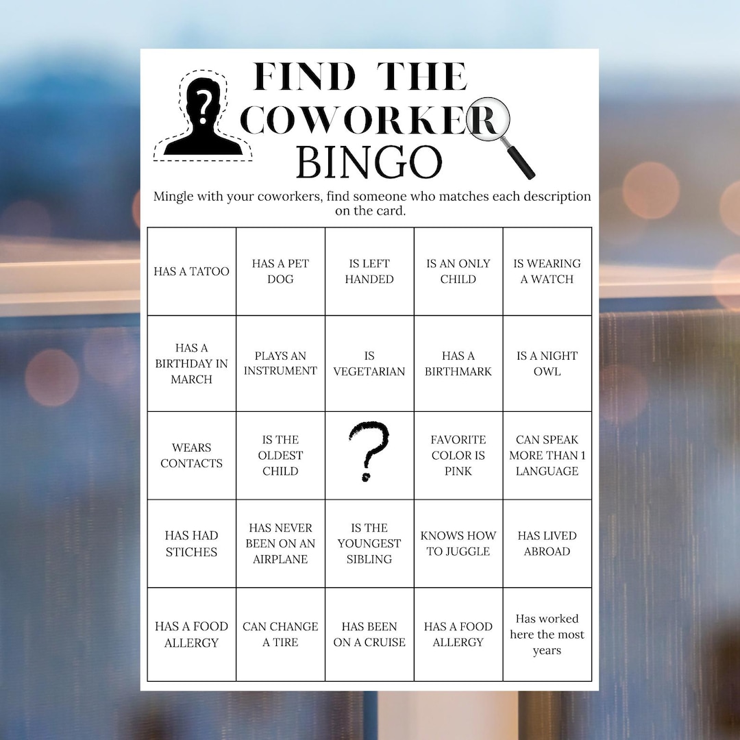 Find the Coworker Bingo, Employee Bingo Game, Find Someone Who Office ...