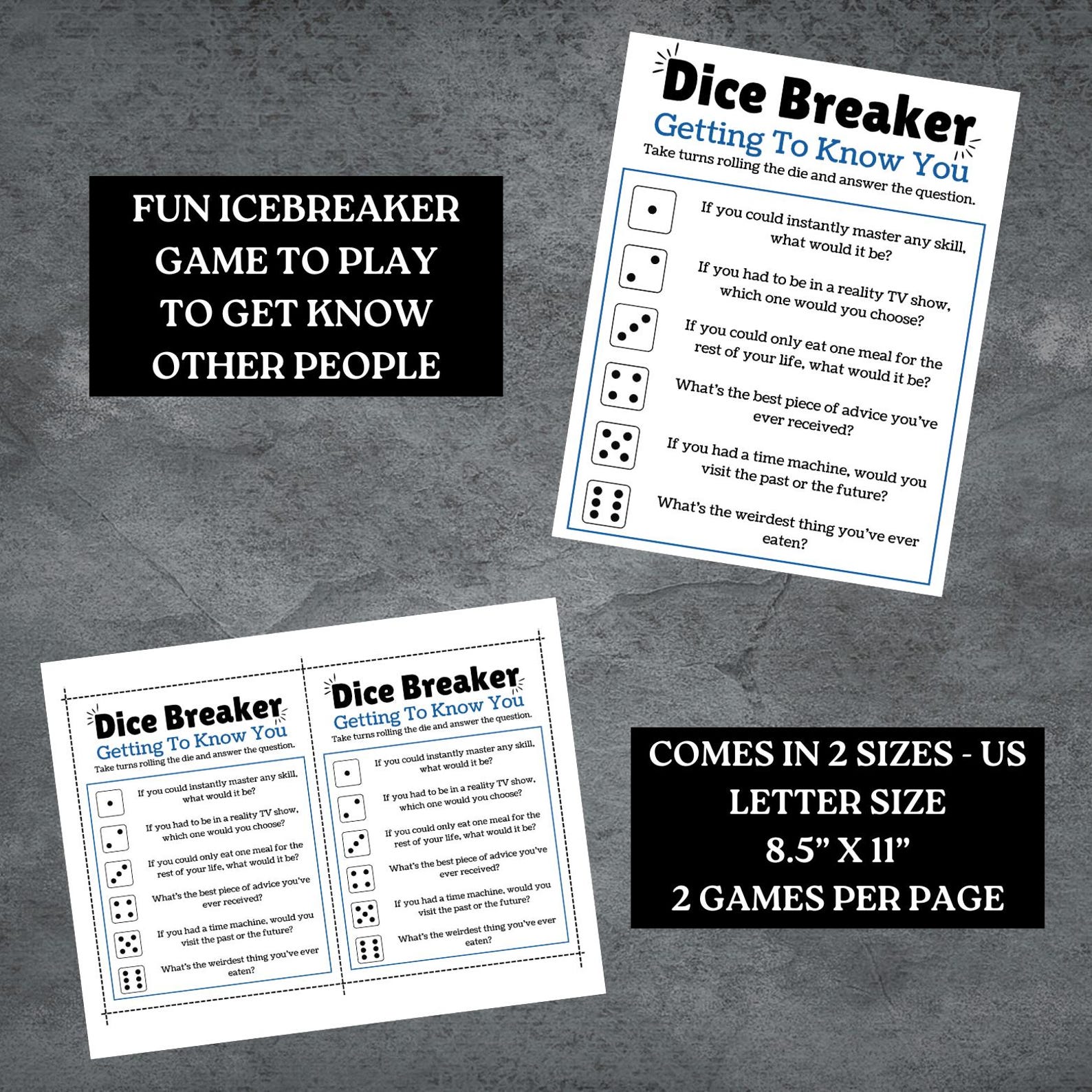 Icebreaker Game, Icebreaker Team Building Activity, Table Talk Dice ...