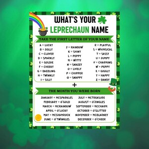 St. Patricks Day Games, What’s Your Leprechaun Name Game, Printable St ...