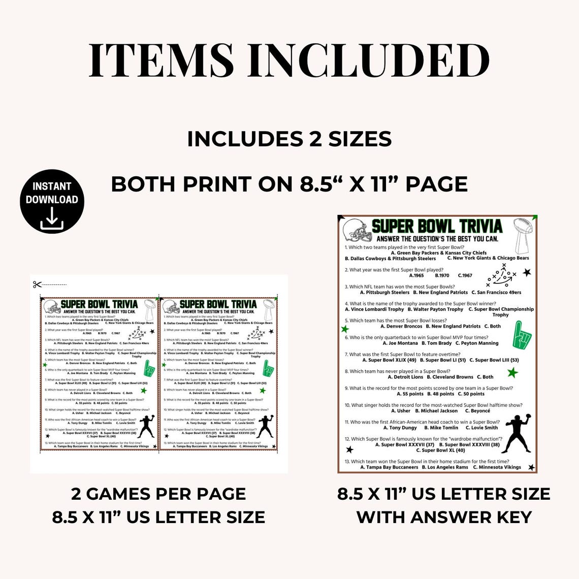 Super Bowl Trivia, Football Party Games, Super Bowl Party Games ...