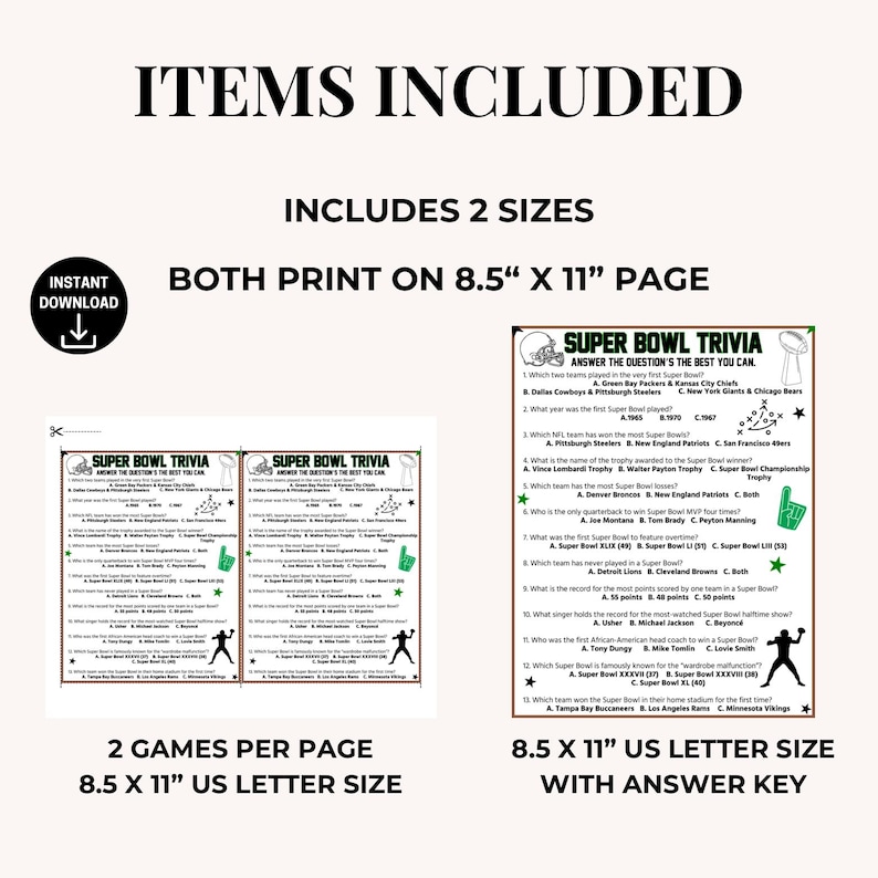 Super Bowl Trivia, Football Party Games, Super Bowl Party Games ...