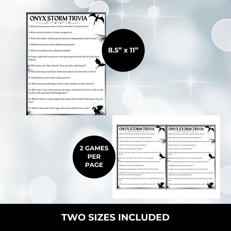 Onyx Storm Trivia, Fourth Wing, Iron Flame, Book Club Games, Party Book ...