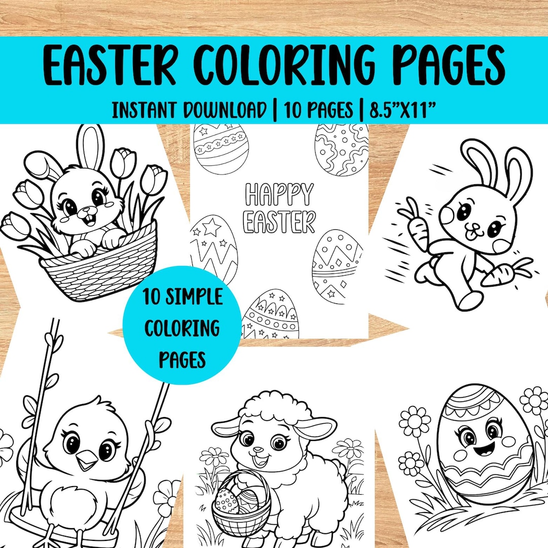 Easter Coloring Book, Bold and Easy Kids Coloring Pages, Printable ...
