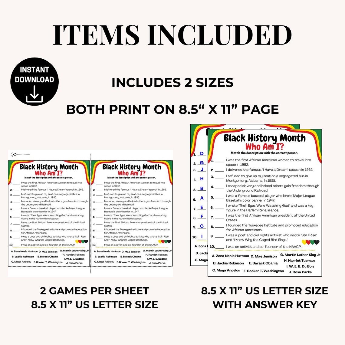 Black History Month Who Am I Game, Black History Games Activity, Black ...