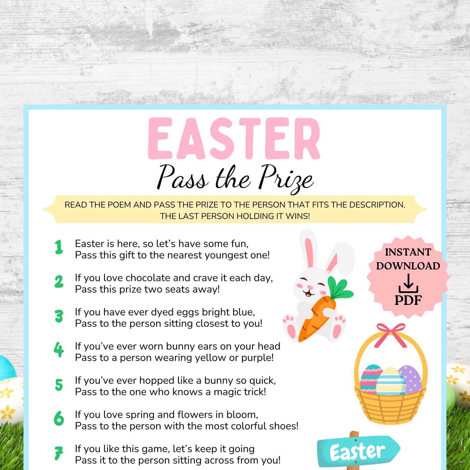 Easter Pass the Prize Game, Pass the Prize Easter Game, Easter Party ...