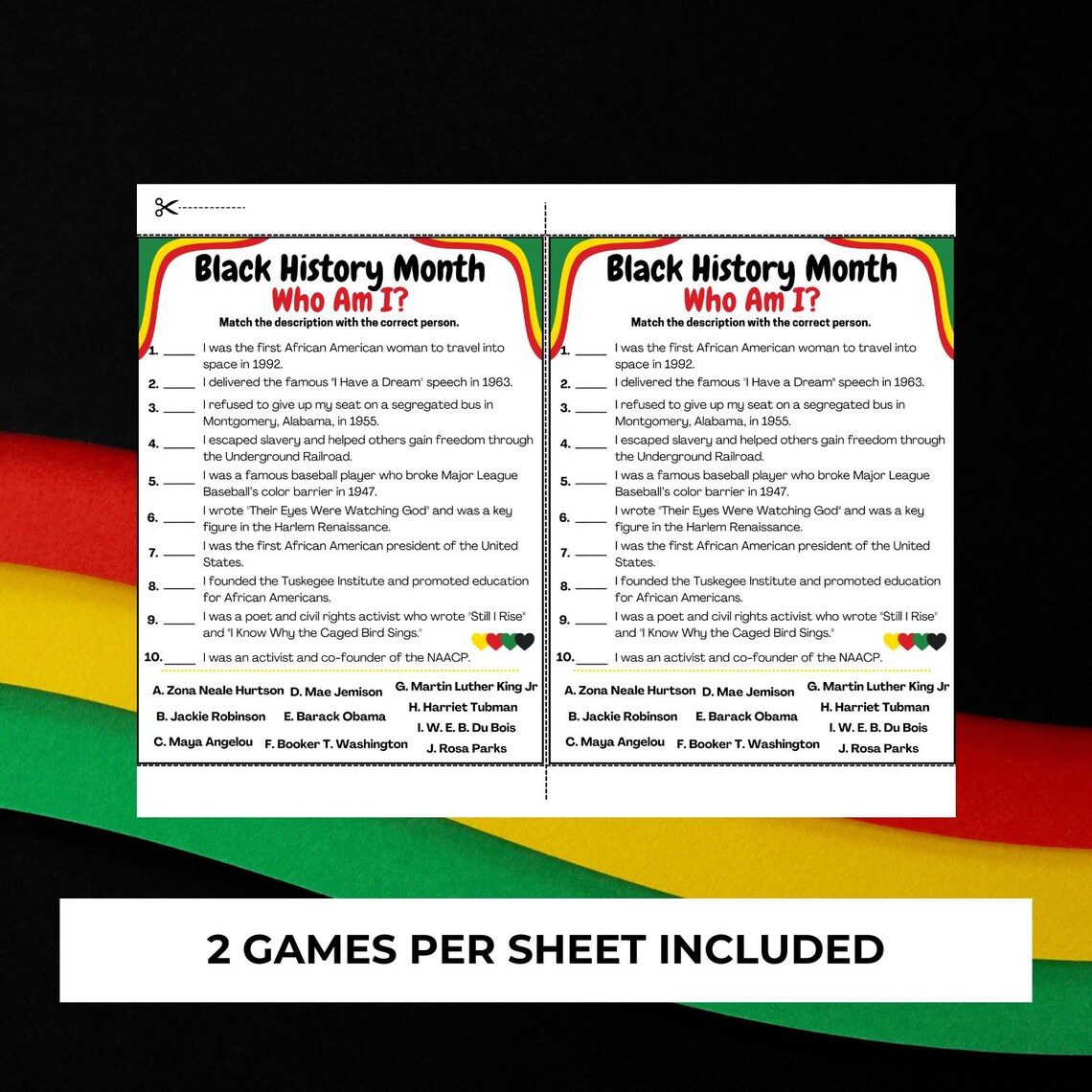 Black History Month Who Am I Game, Black History Games Activity, Black ...