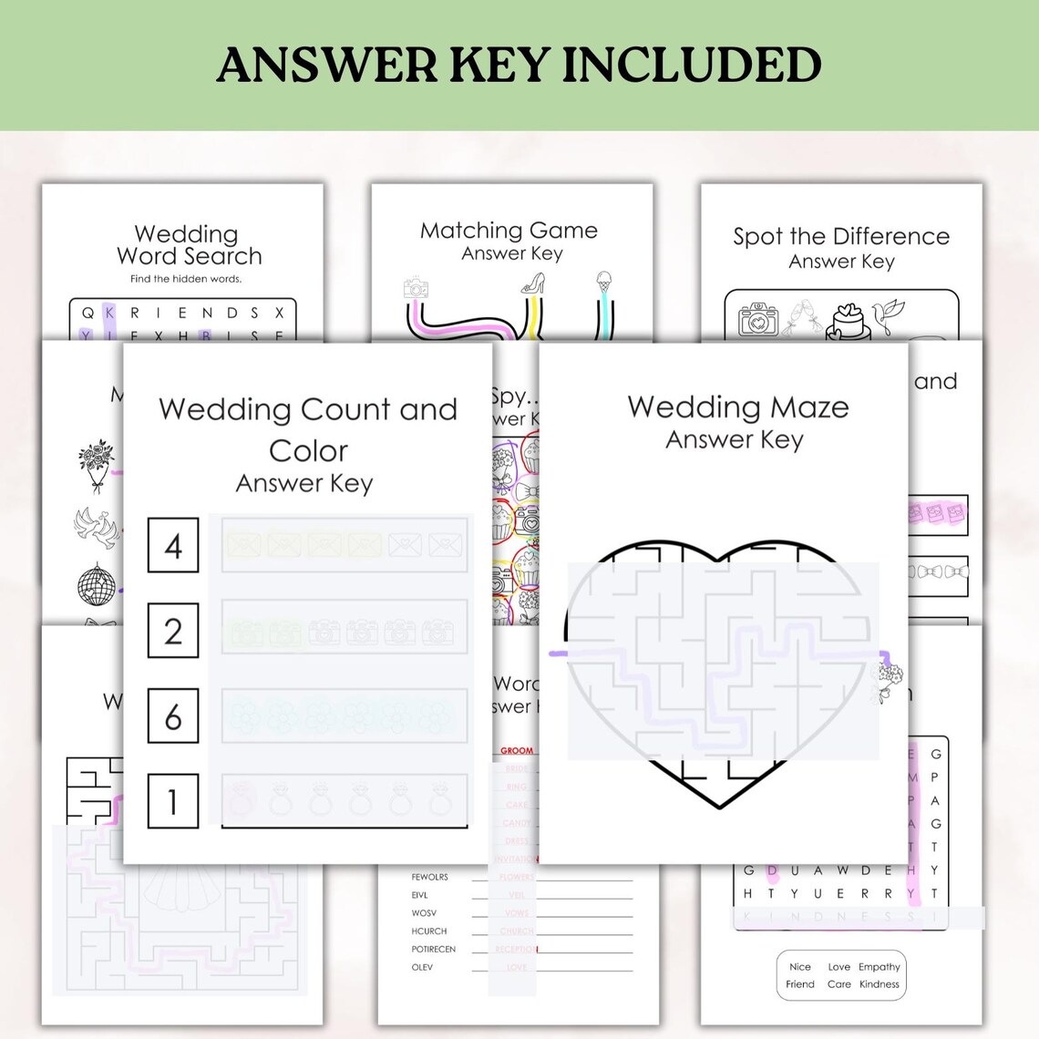 Kids Wedding Activity Book, Printable Wedding Coloring Pages, Reception ...