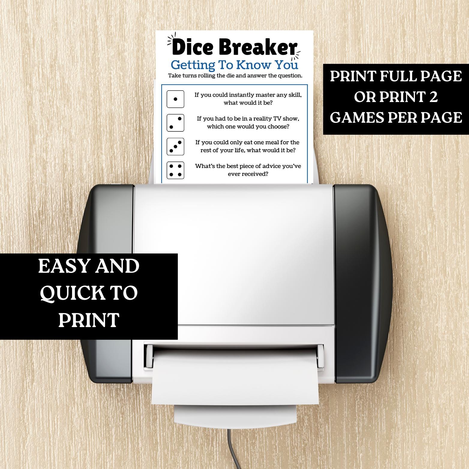 Icebreaker Game, Icebreaker Team Building Activity, Table Talk Dice ...