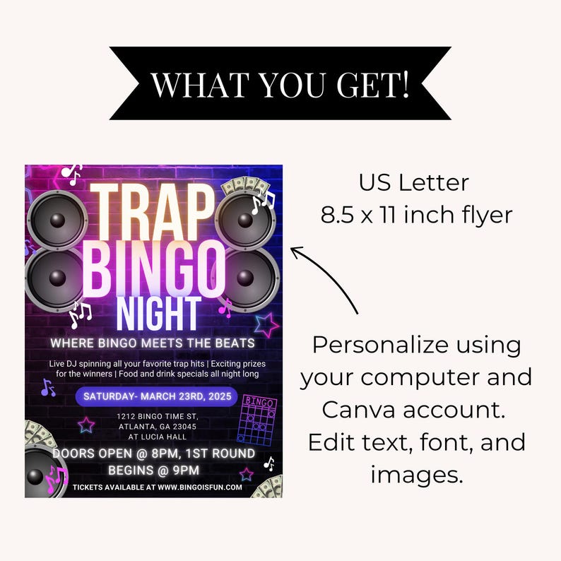 Trap Bingo Flyer, Club Flyer Template, Party Invitation Flyer, Rap N ...