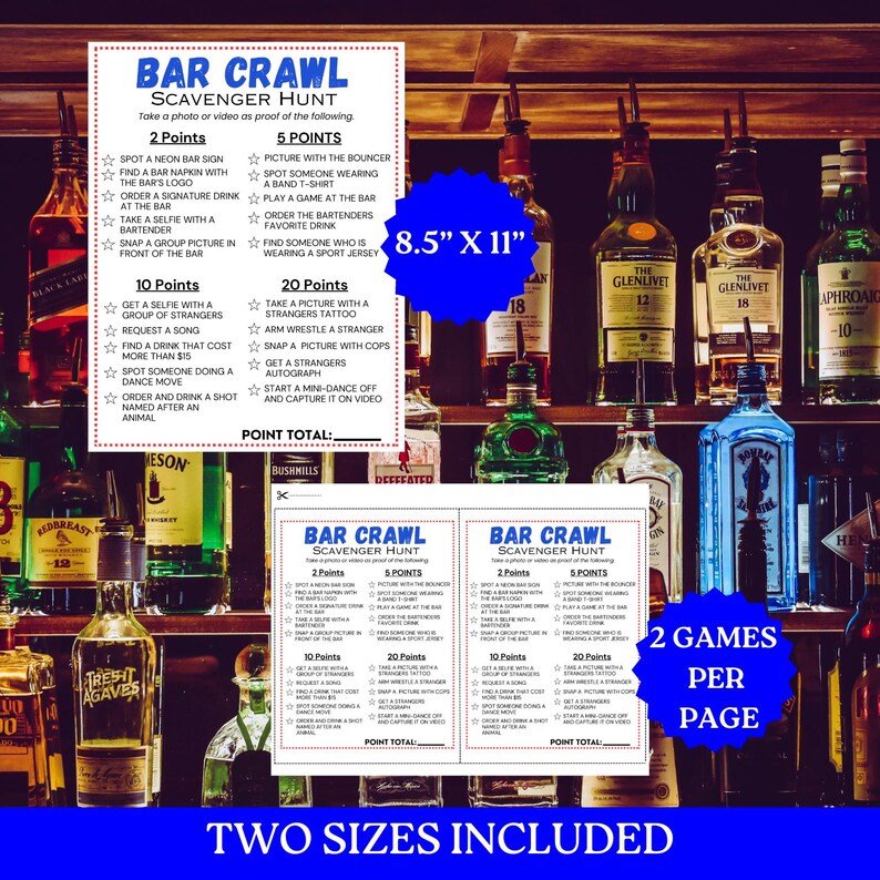 Bar Scavenger Hunt, Bar Crawl Scavenger Hunt, Adult Bar Games, Bachelor ...