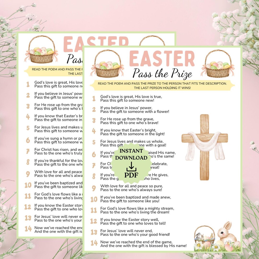 Bible Easter Pass the Prize Game, Pass the Prize Easter Game, Easter ...