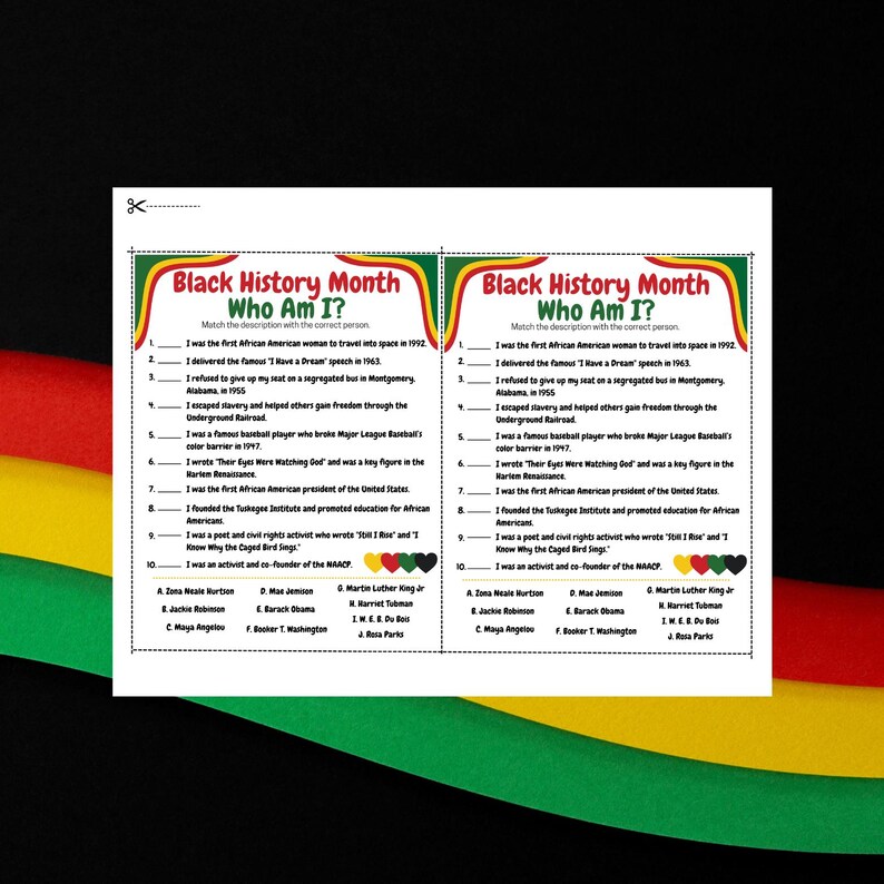 Black History Month Who Am I Game, Black History Games Activity, Black ...
