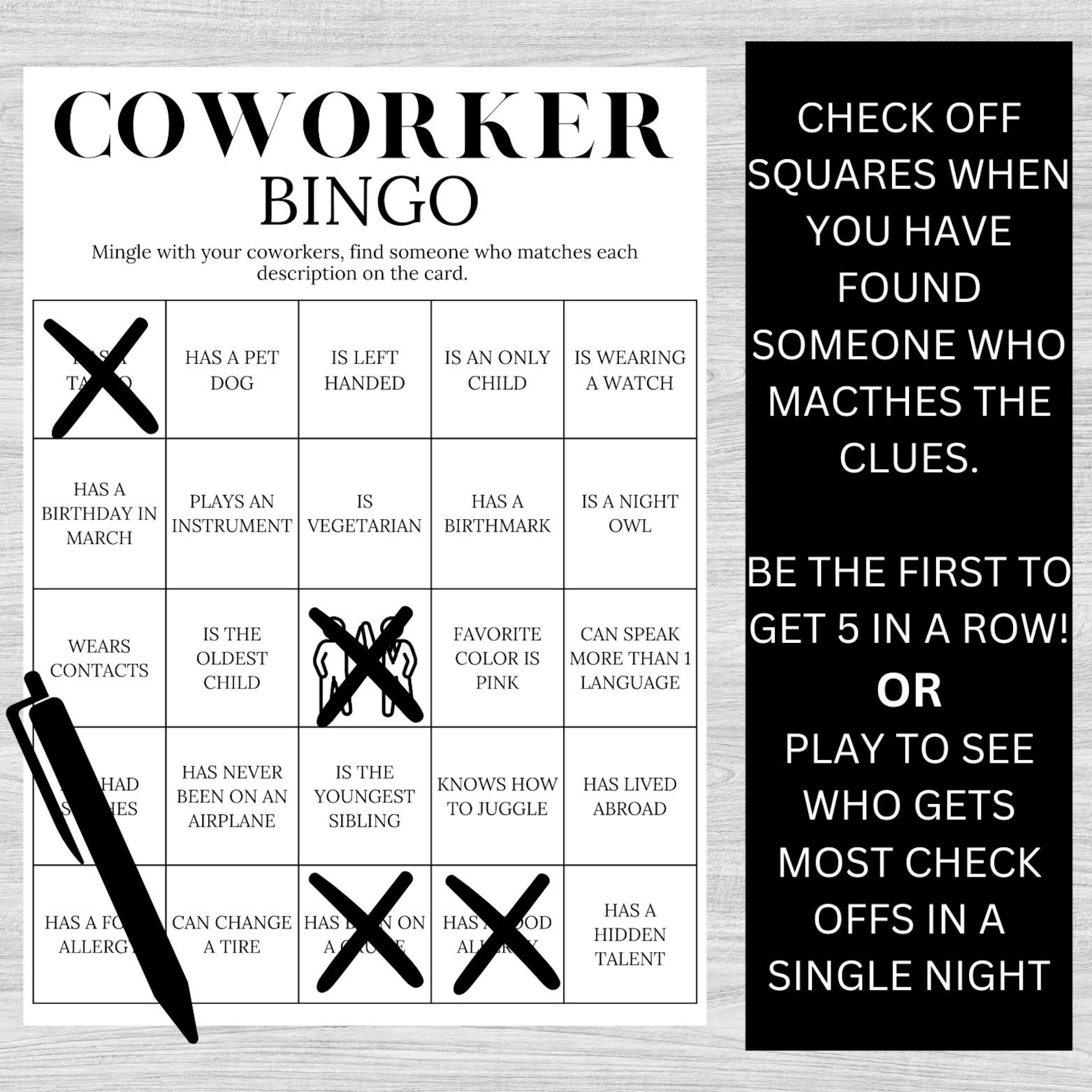Coworker Bingo, Employee Bingo Game, Find Someone Who Office Party Game ...