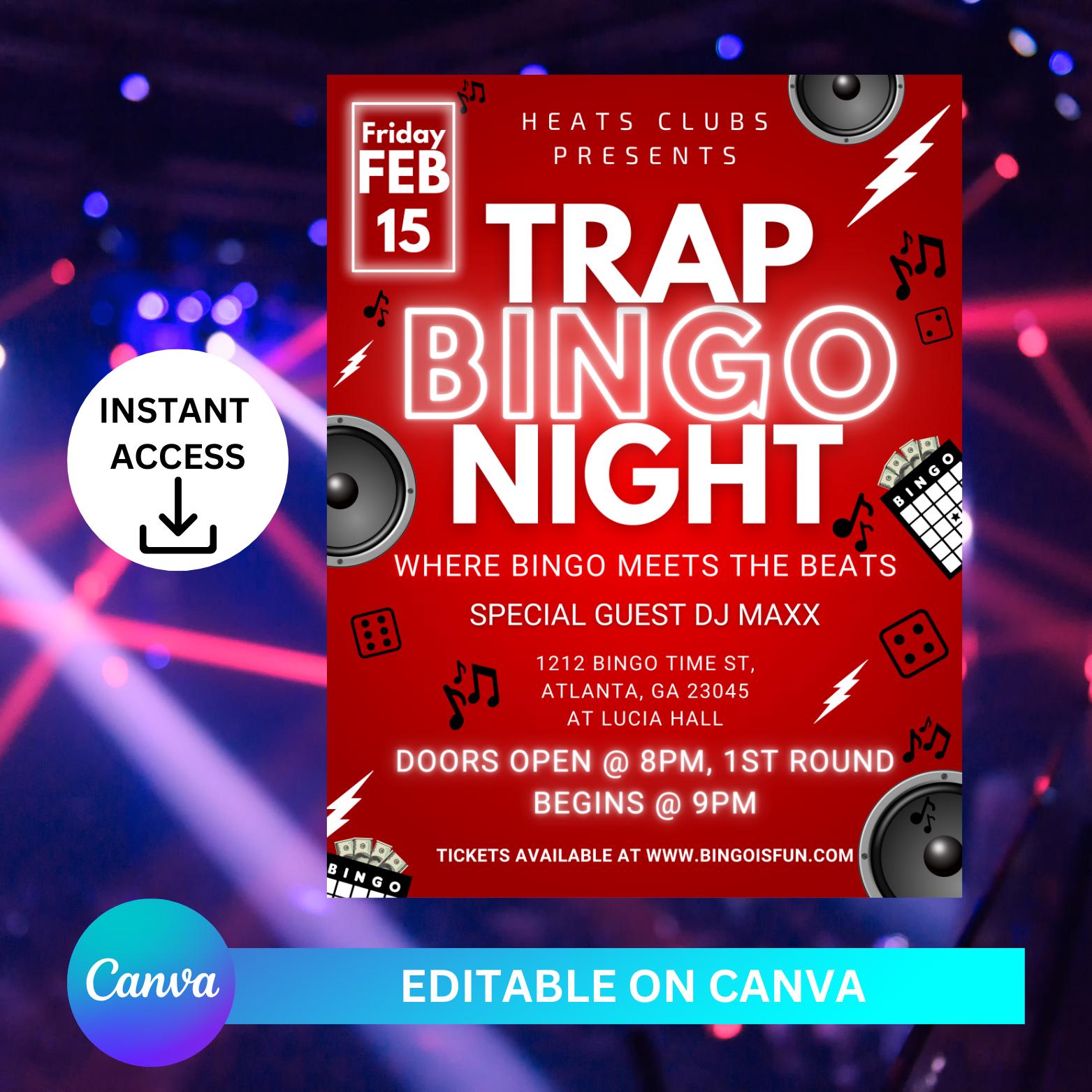 Trap Bingo Flyer, Club Flyer Template, Party Invitation Flyer, Rap N ...
