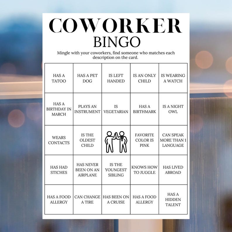 Coworker Bingo, Employee Bingo Game, Find Someone Who Office Party Game ...
