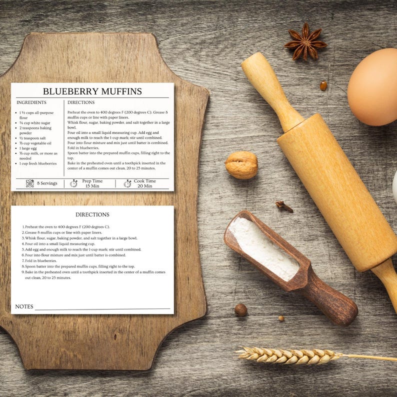 Simple Recipe Card Template Printable Editable Minimal Recipe Template ...